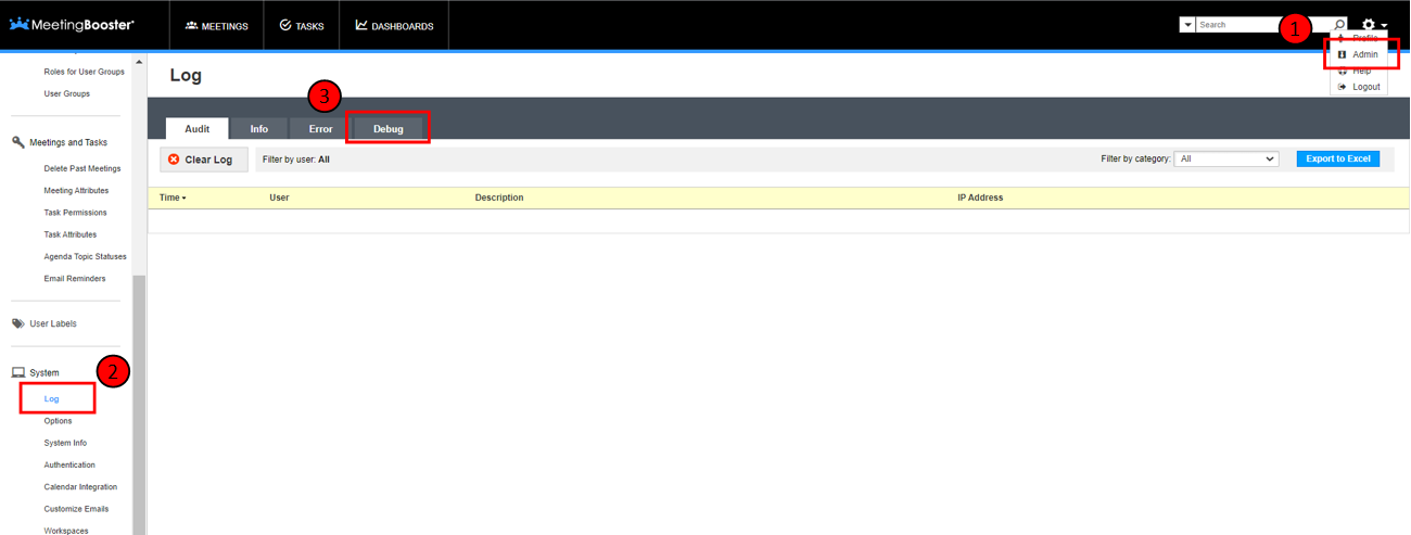 Where do I find the Debug log within MeetingBooster? - MatchWare FAQ